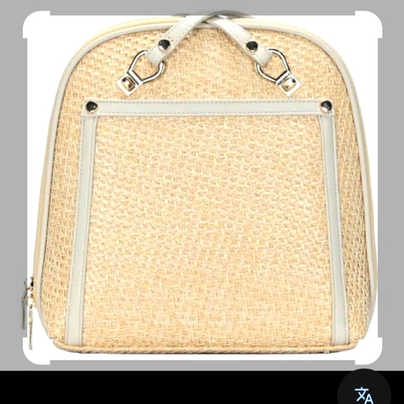 Miztique | Bags | Miztique Daisy Straw Backpack Elegant Tan And Cream ...